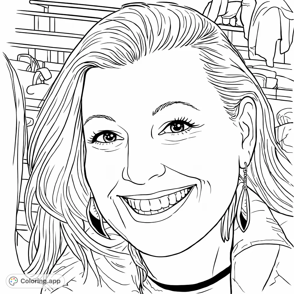 Cheerful Woman Portrait - Coloring.app