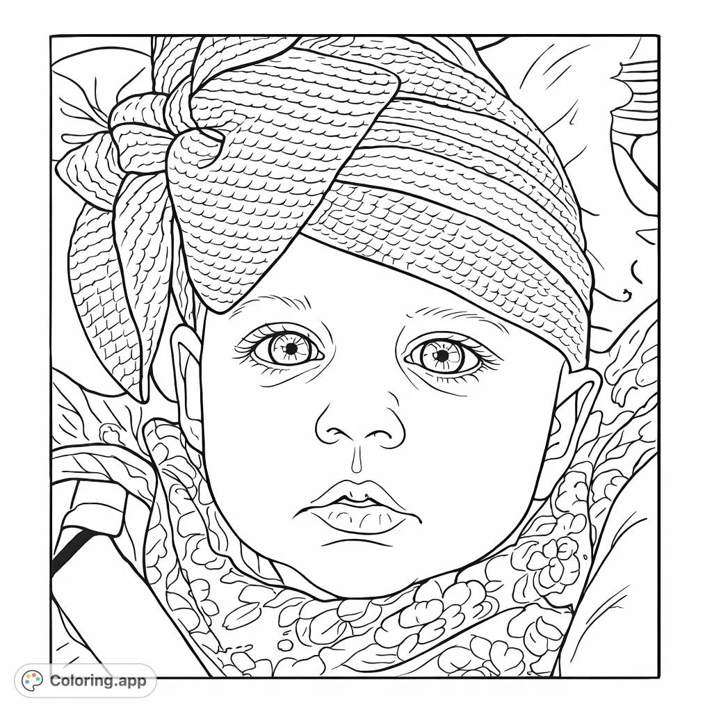 Sweet Baby with Textured Headband - Coloring.app