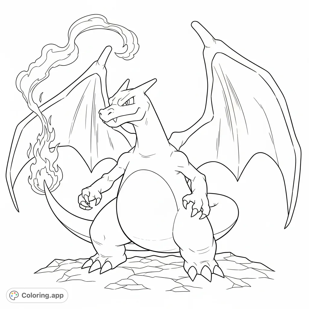 Charizard Fiery Stance - Coloring.app