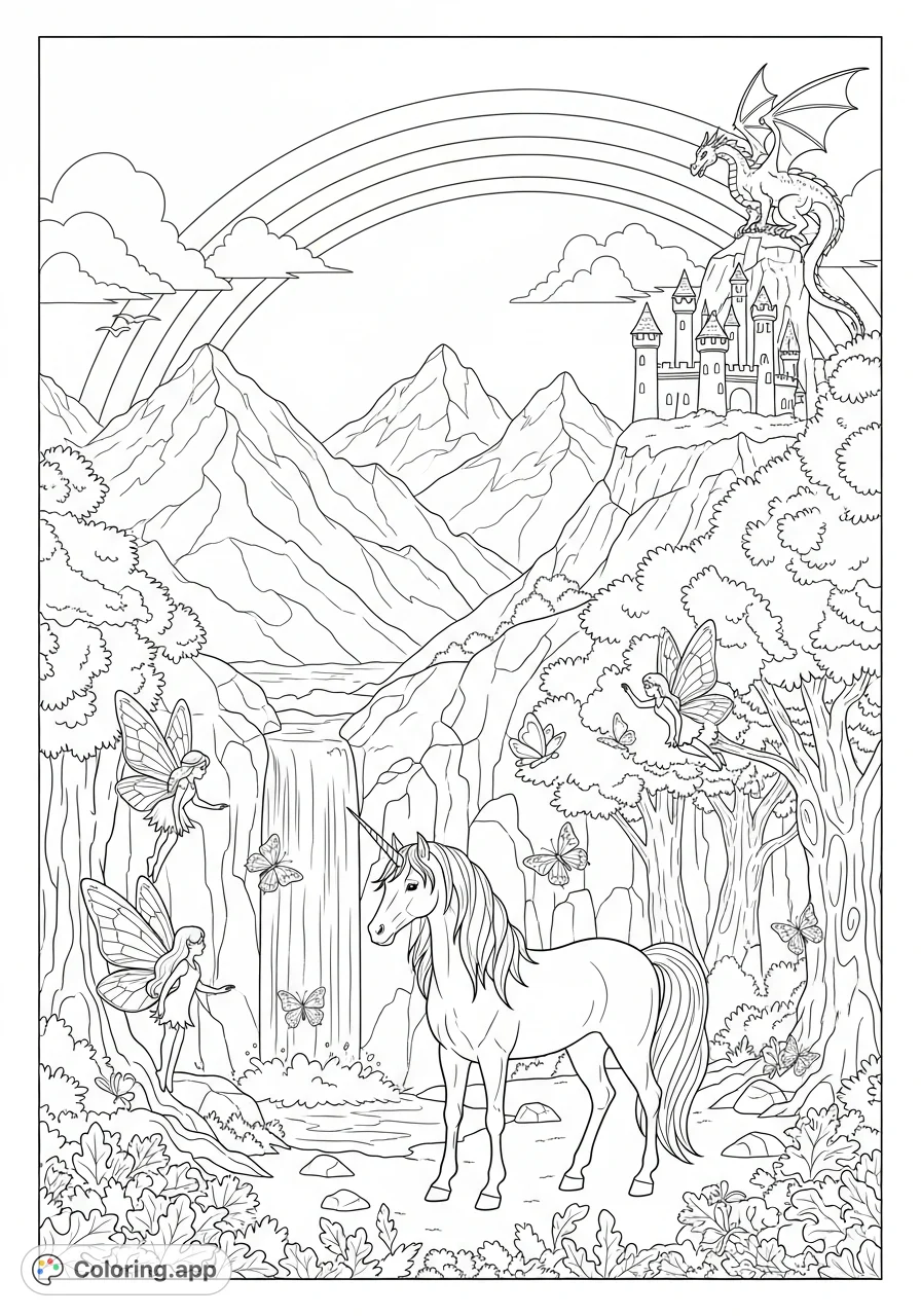 Magical Forest Unicorn Castle - Coloring.app