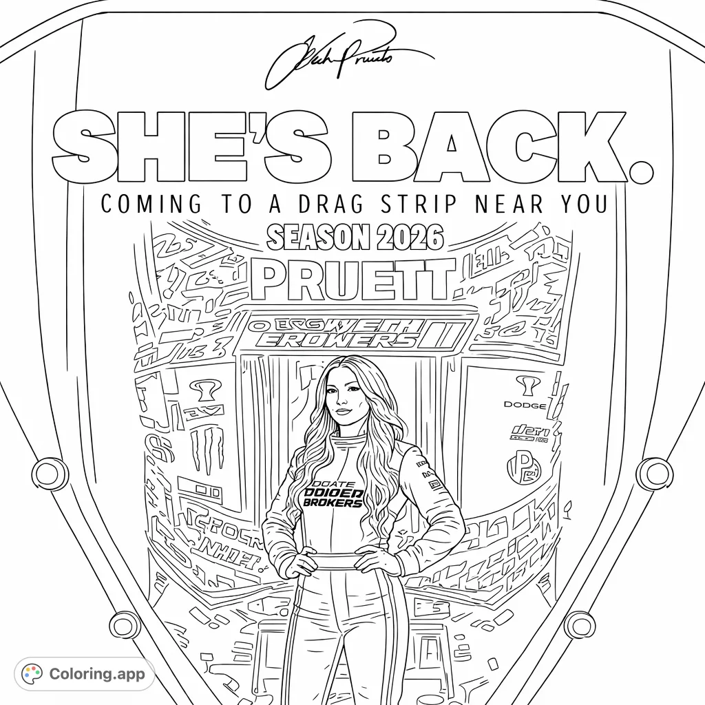 Motorsports Woman and Helmet - Coloring.app