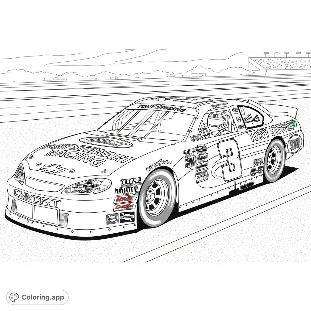 Tony Stewart Racing Stock Car - Coloring.app