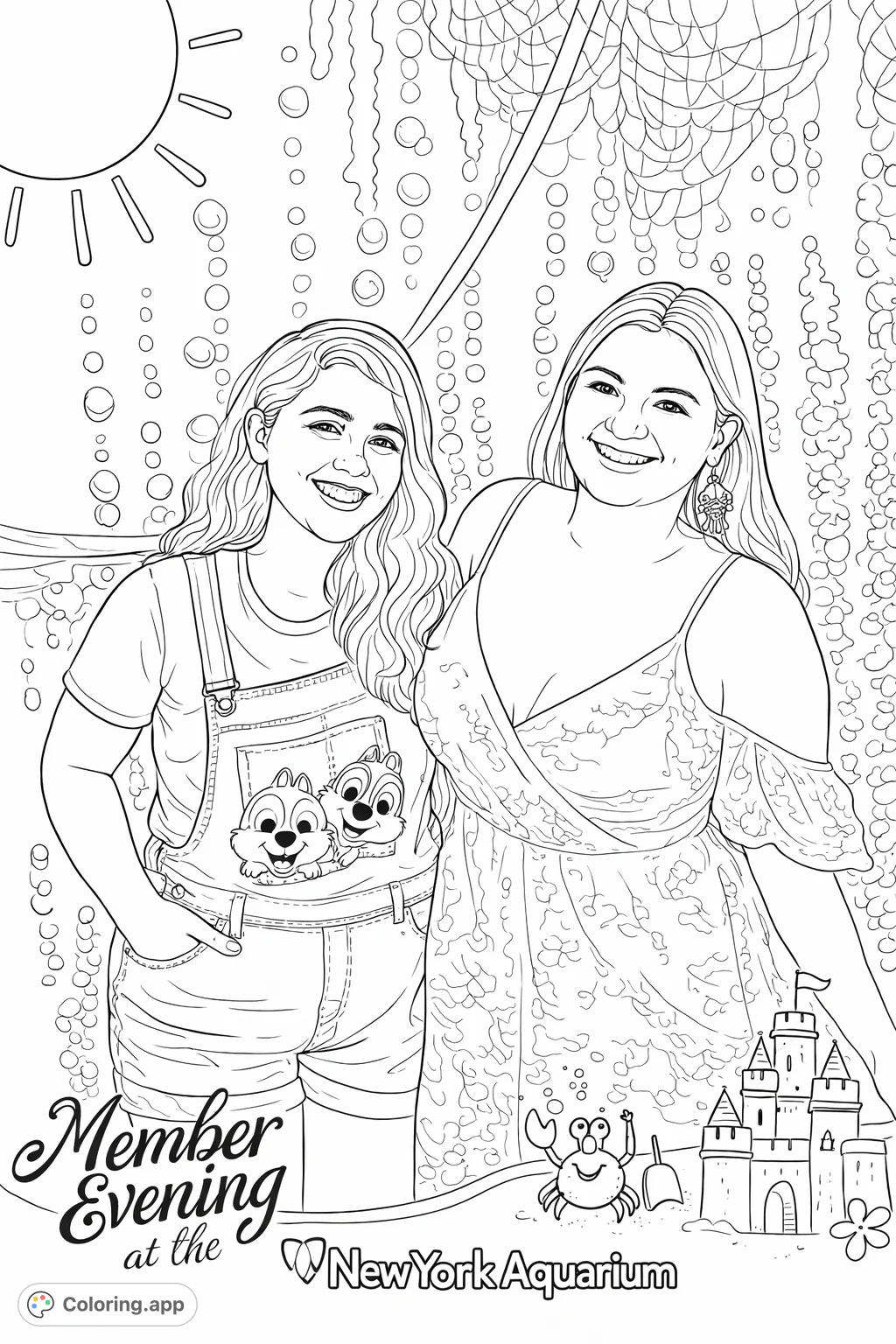 Smiling Friends Summer Beach Scene - Coloring.app