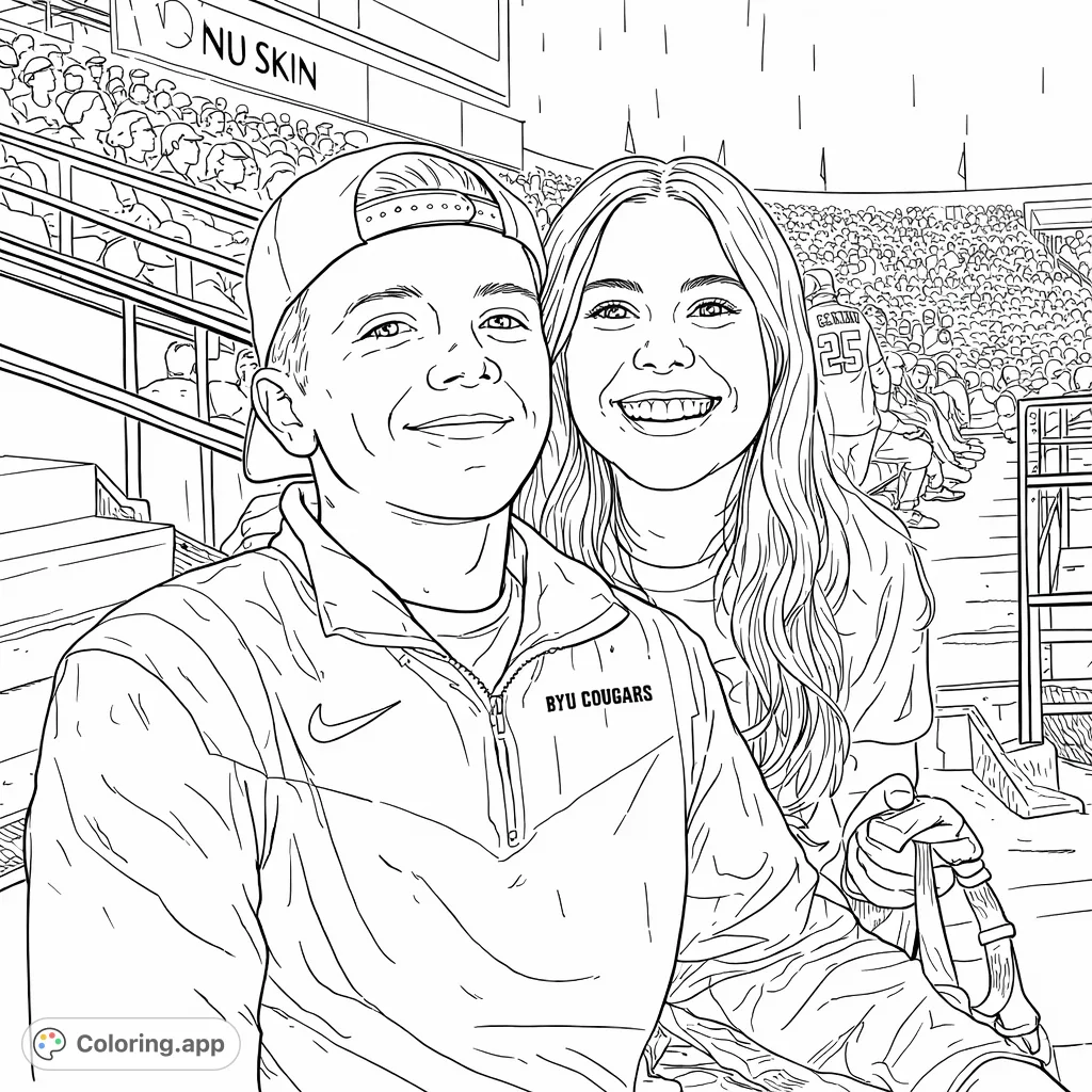 Smiling Fans at the Stadium - Coloring.app