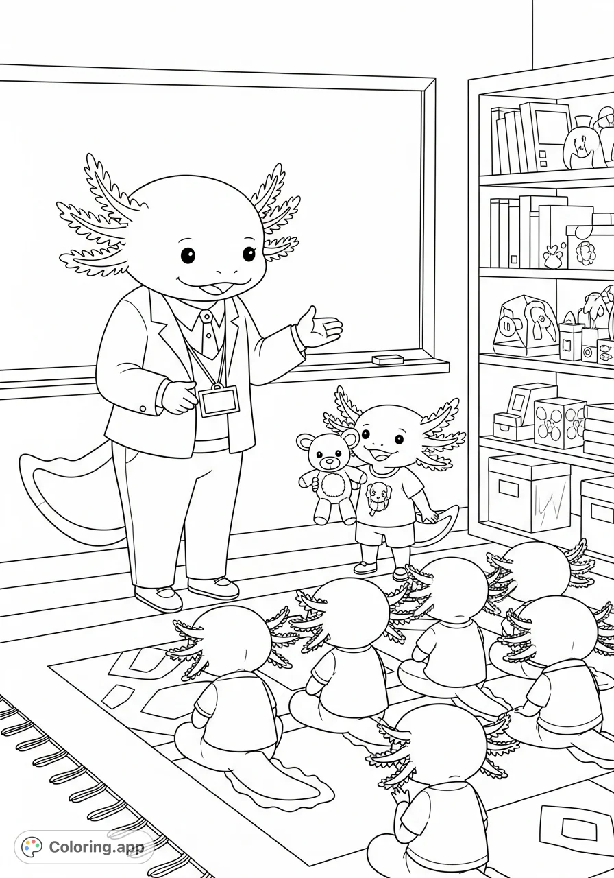 Axolotl Classroom Show and Tell - Coloring.app