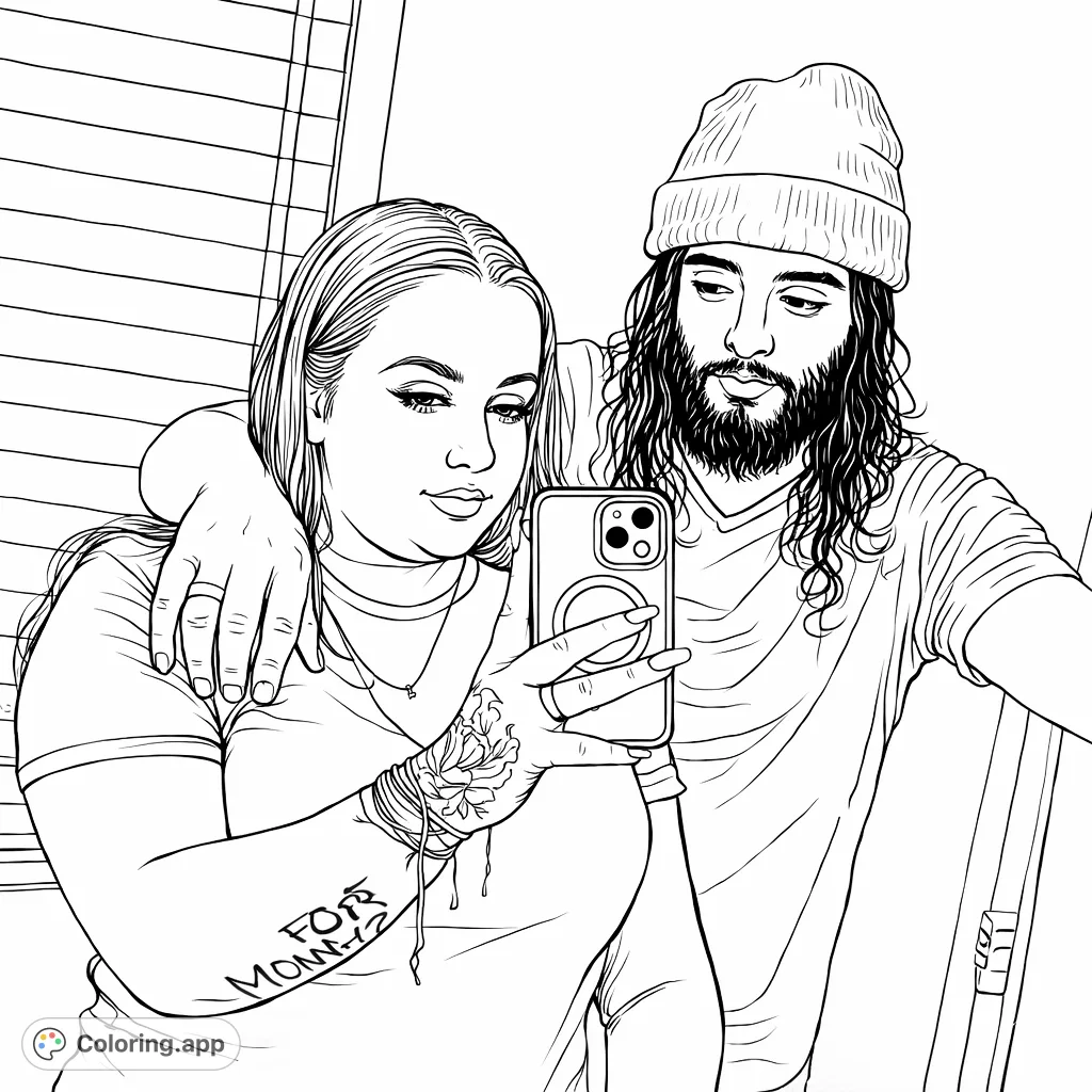 Couple Selfie Portrait - Coloring.app