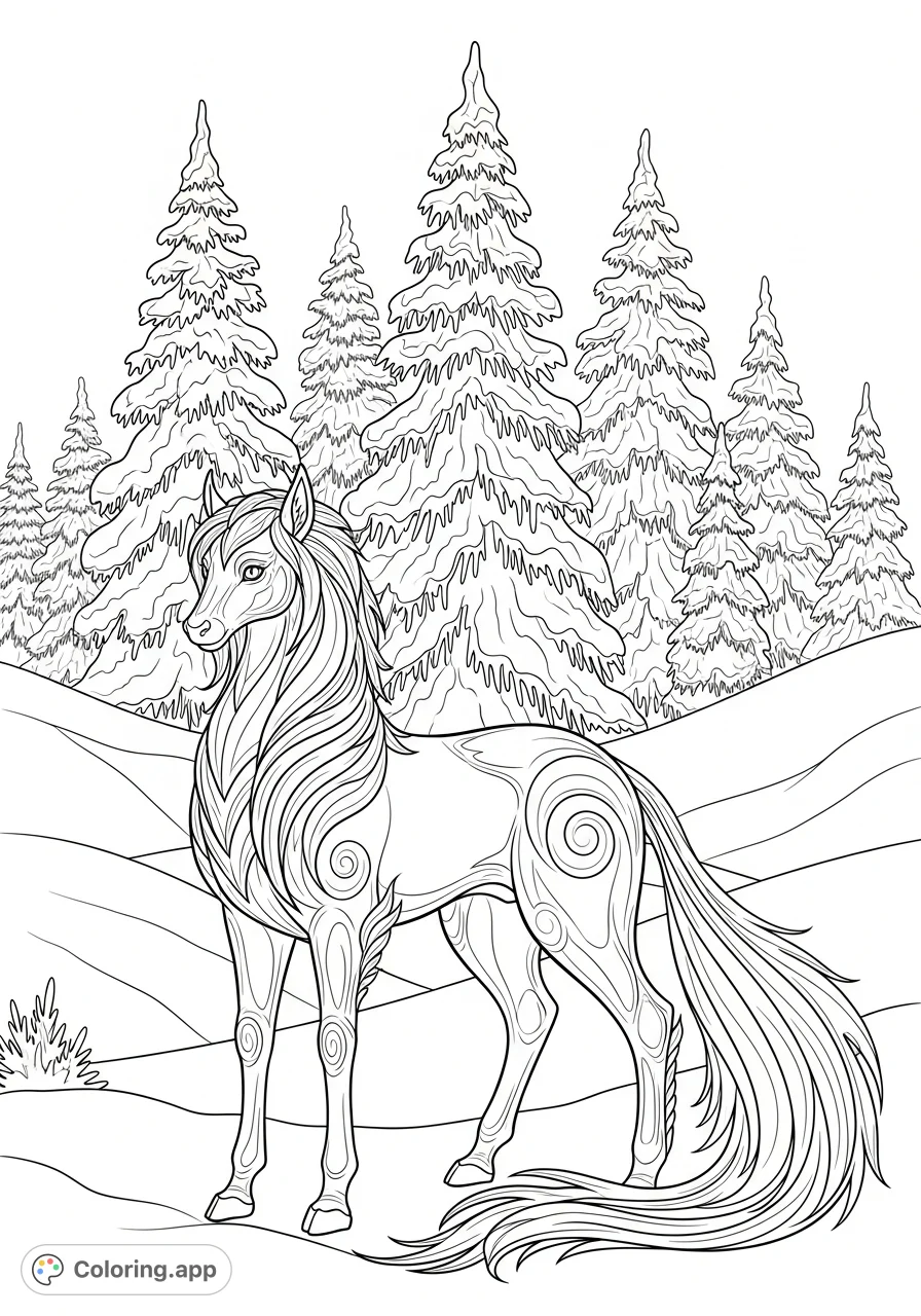 Mythical Snow Forest Creature - Coloring.app