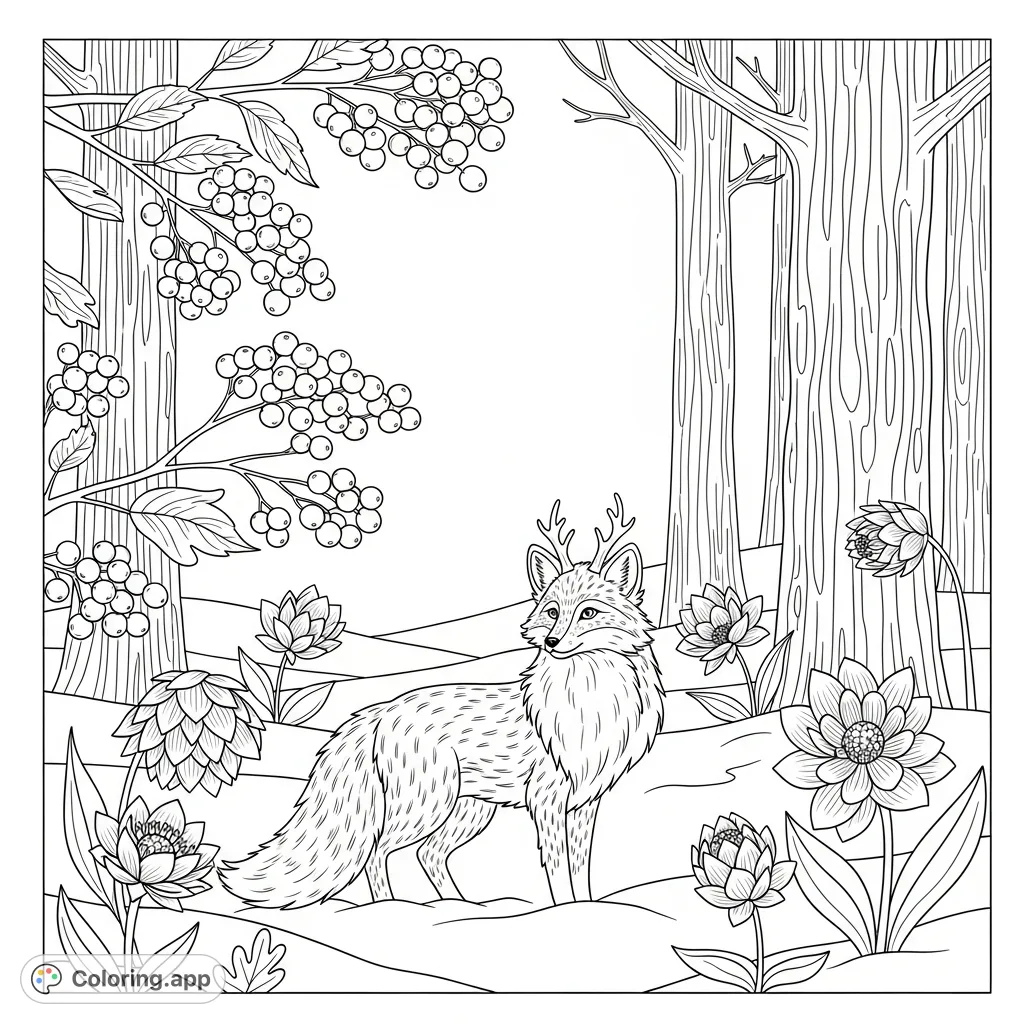 Mythical Winter Forest Creature - Coloring.app