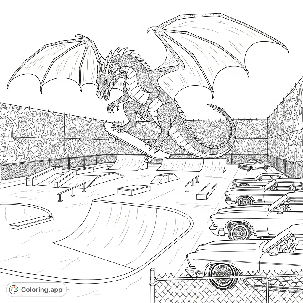 Dragon Skater Urban Jam - Coloring.app