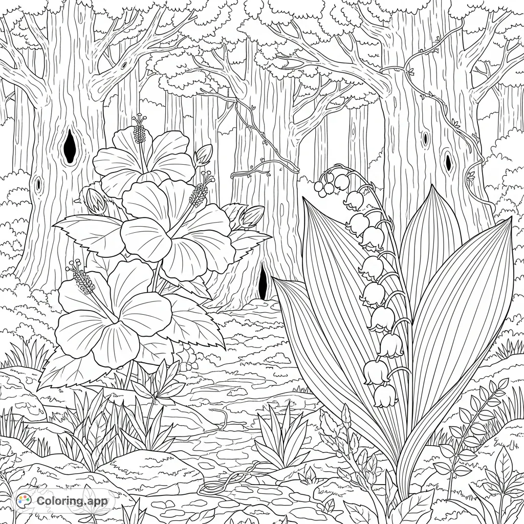 Enchanted Forest Blooms - Coloring.app