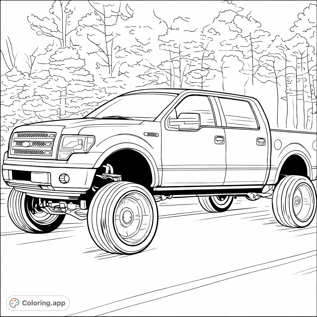 Lifted Pickup Truck - Coloring.app