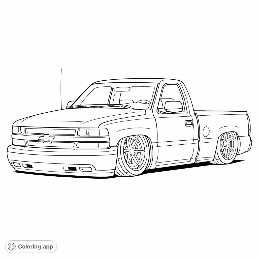 Lowered Classic Pickup Truck - Coloring.app