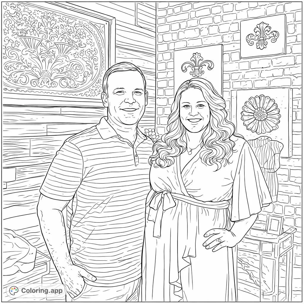 Joyful Couple Portrait - Coloring.app