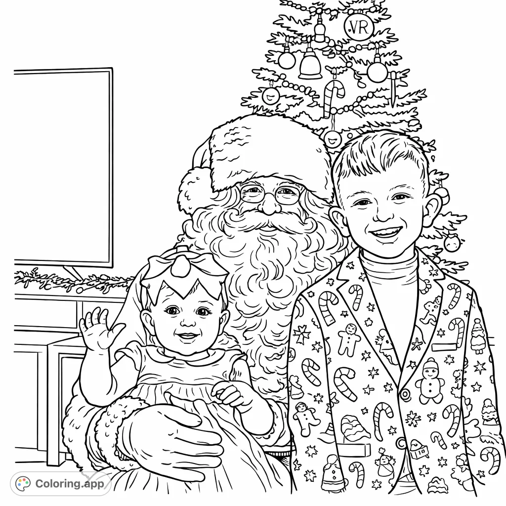 Joyful Holiday Santa Visit - Coloring.app