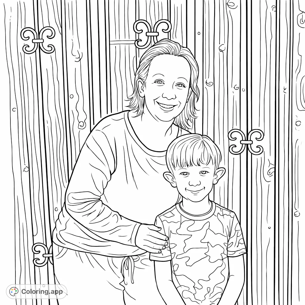 Mother and Son Portrait - Coloring.app