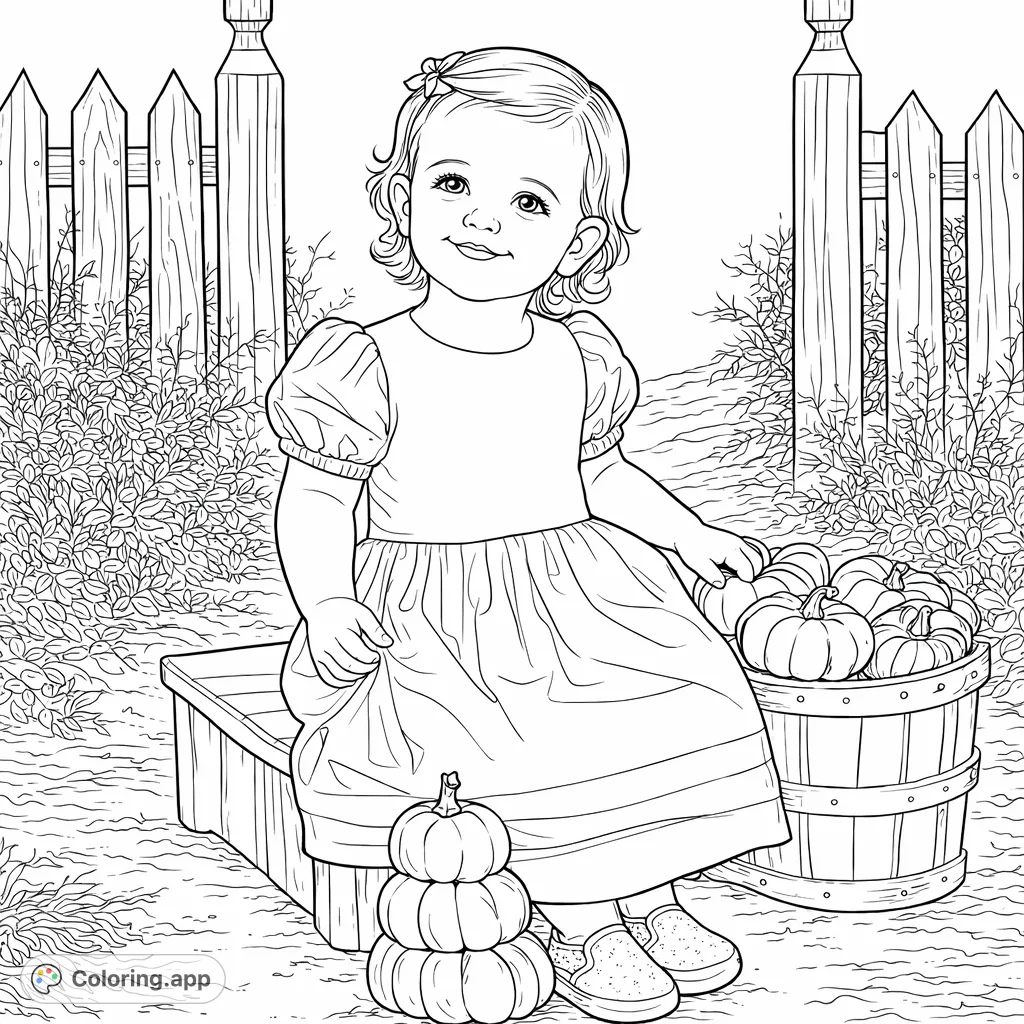 Toddler's Autumn Pumpkin Harvest - Coloring.app