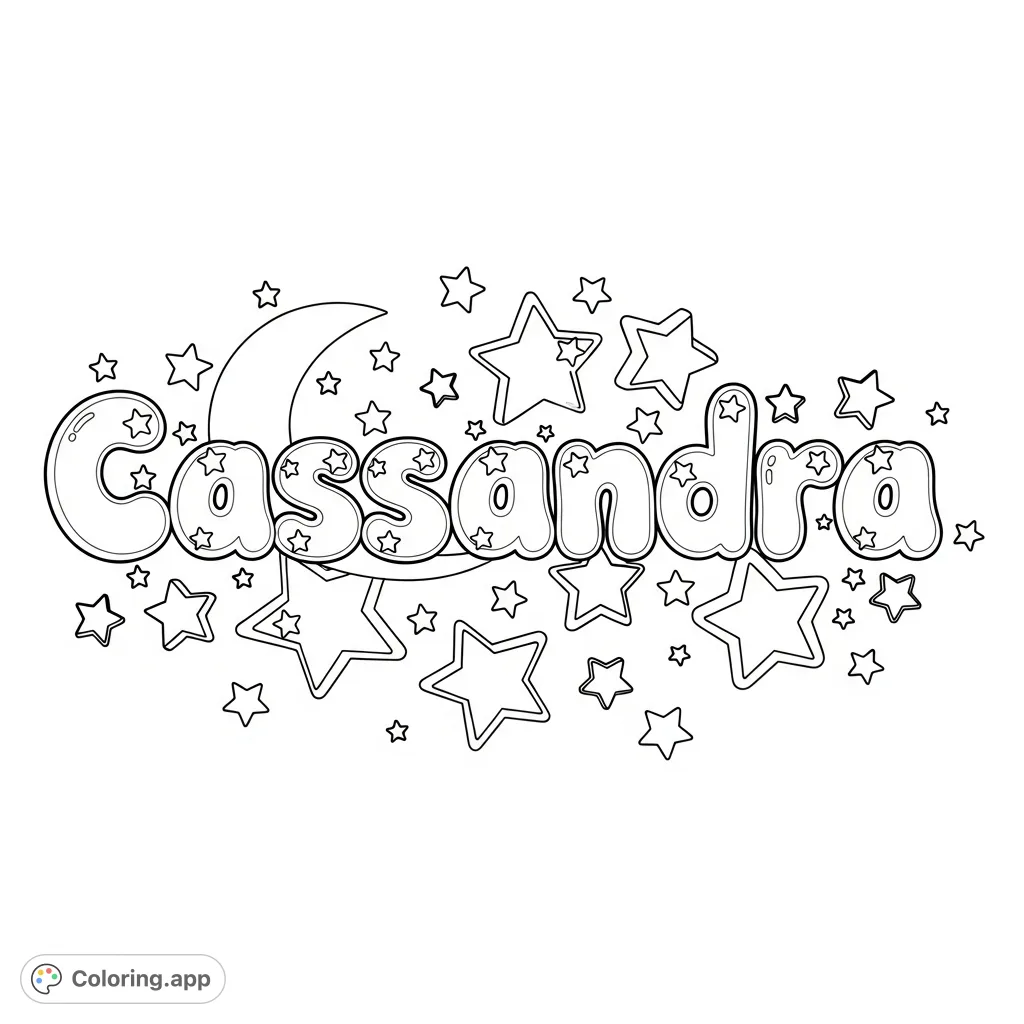 Cassandra Bubble Letter Stars - Coloring.app