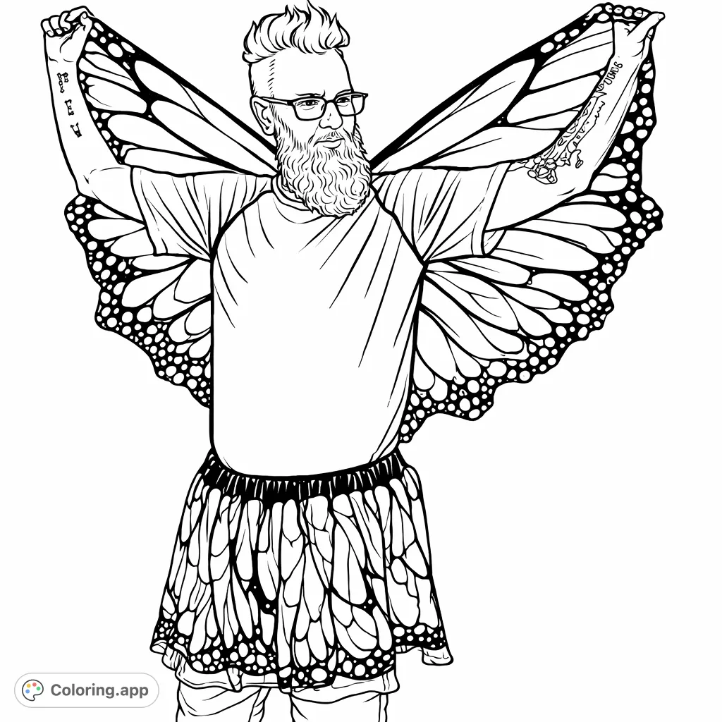 Whimsical Butterfly Person - Coloring.app