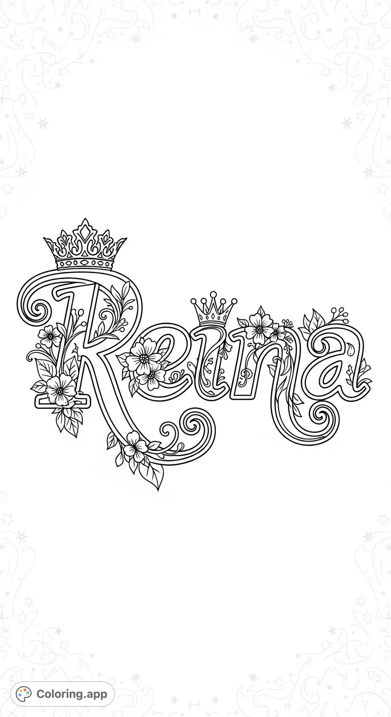 Reina Decorative Name Art - Coloring.app