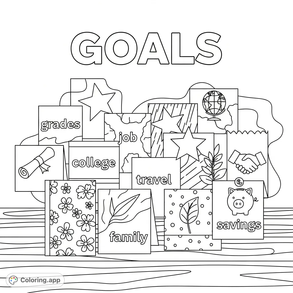 Life Goals Vision Board - Coloring.app
