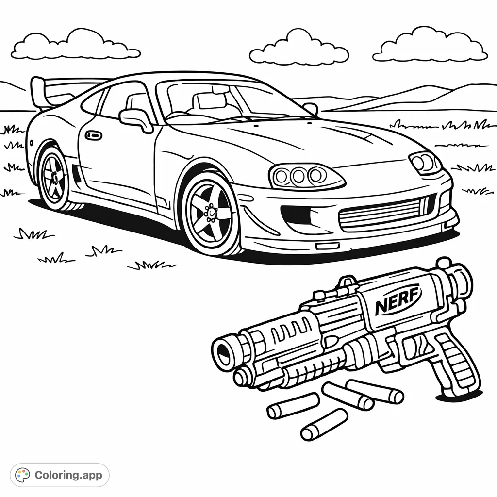 Dakota Sports Car with Blaster - Coloring.app