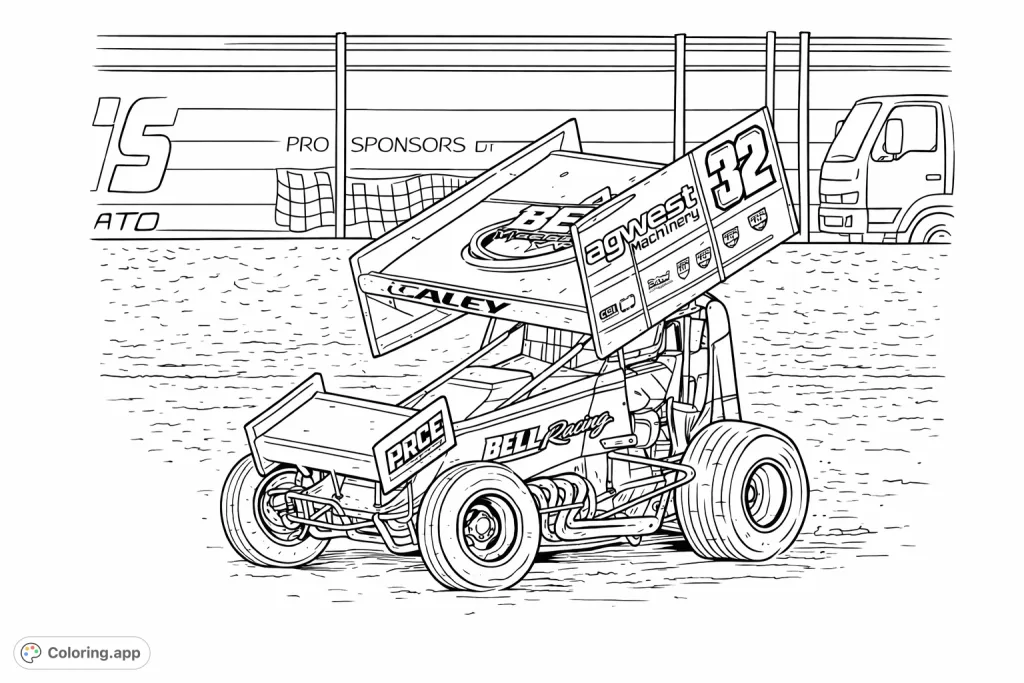 Dirt Track Race Car - Coloring.app