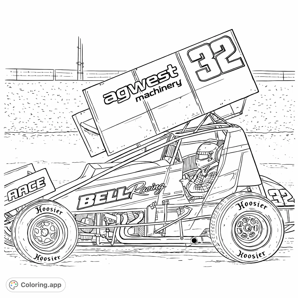 Dynamic Sprint Car Action - Coloring.app