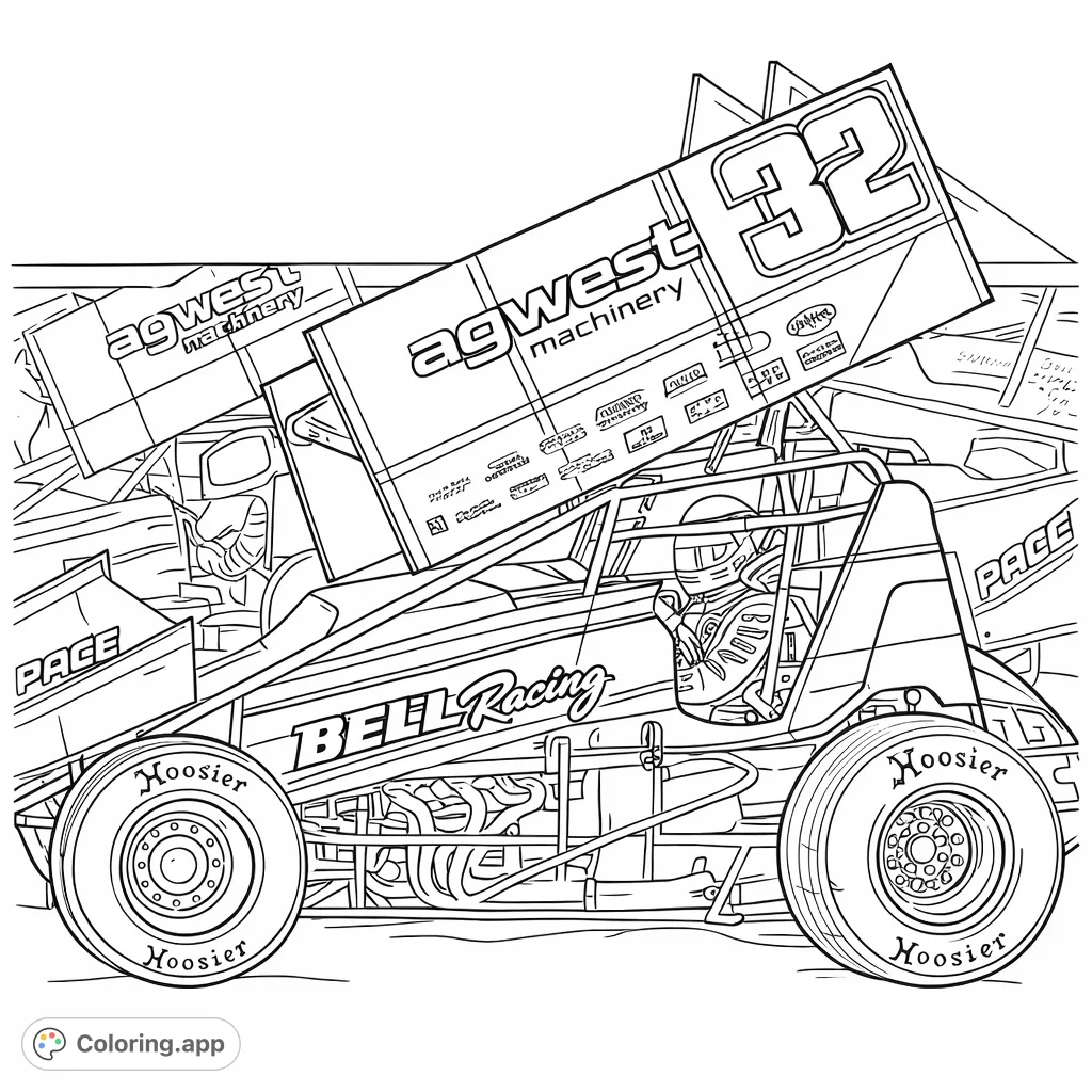 Dynamic Sprint Car Racer - Coloring.app