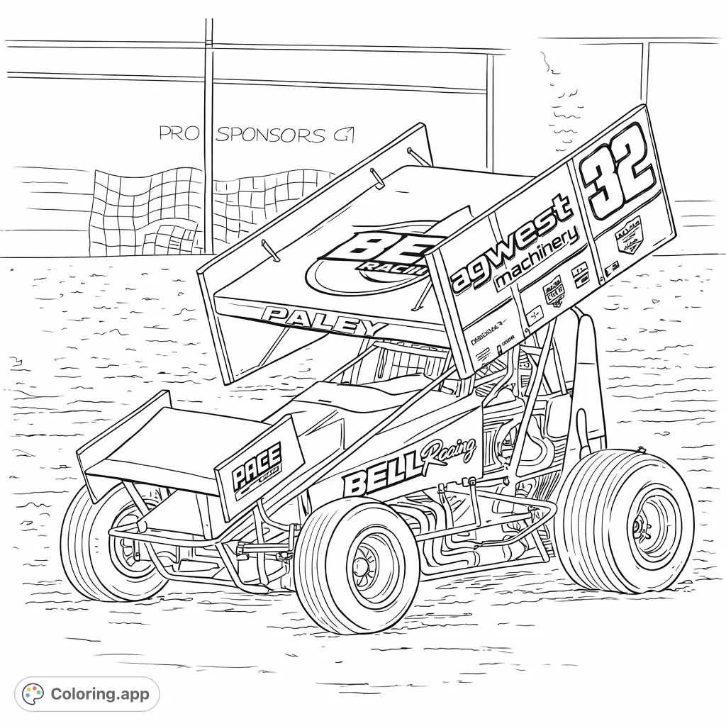 Sprint Car Race Action - Coloring.app