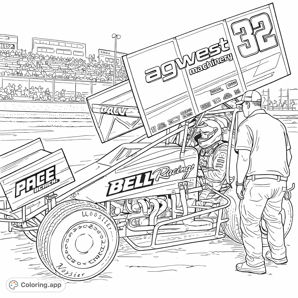 Sprint Car Race Day - Coloring.app
