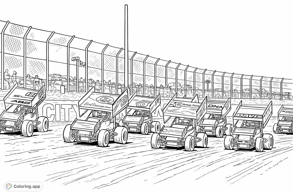 Sprint Car Race Lineup - Coloring.app