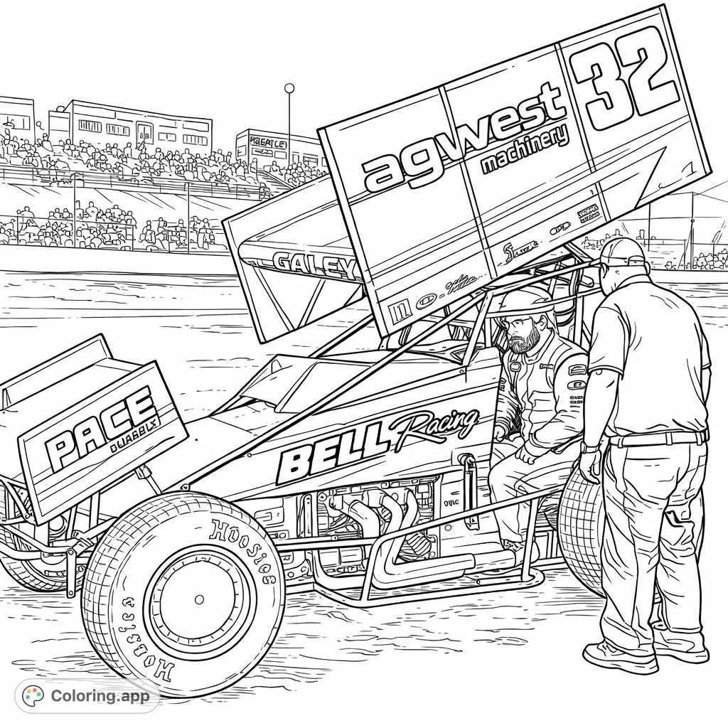 Sprint Car Racetrack Moment - Coloring.app