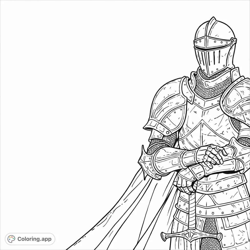 Armored Knight Warrior - Coloring.app