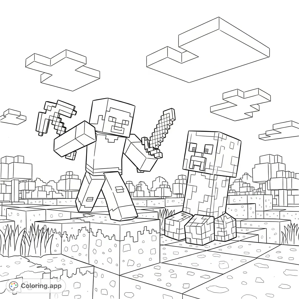 Blocky Battleground Showdown - Coloring.app