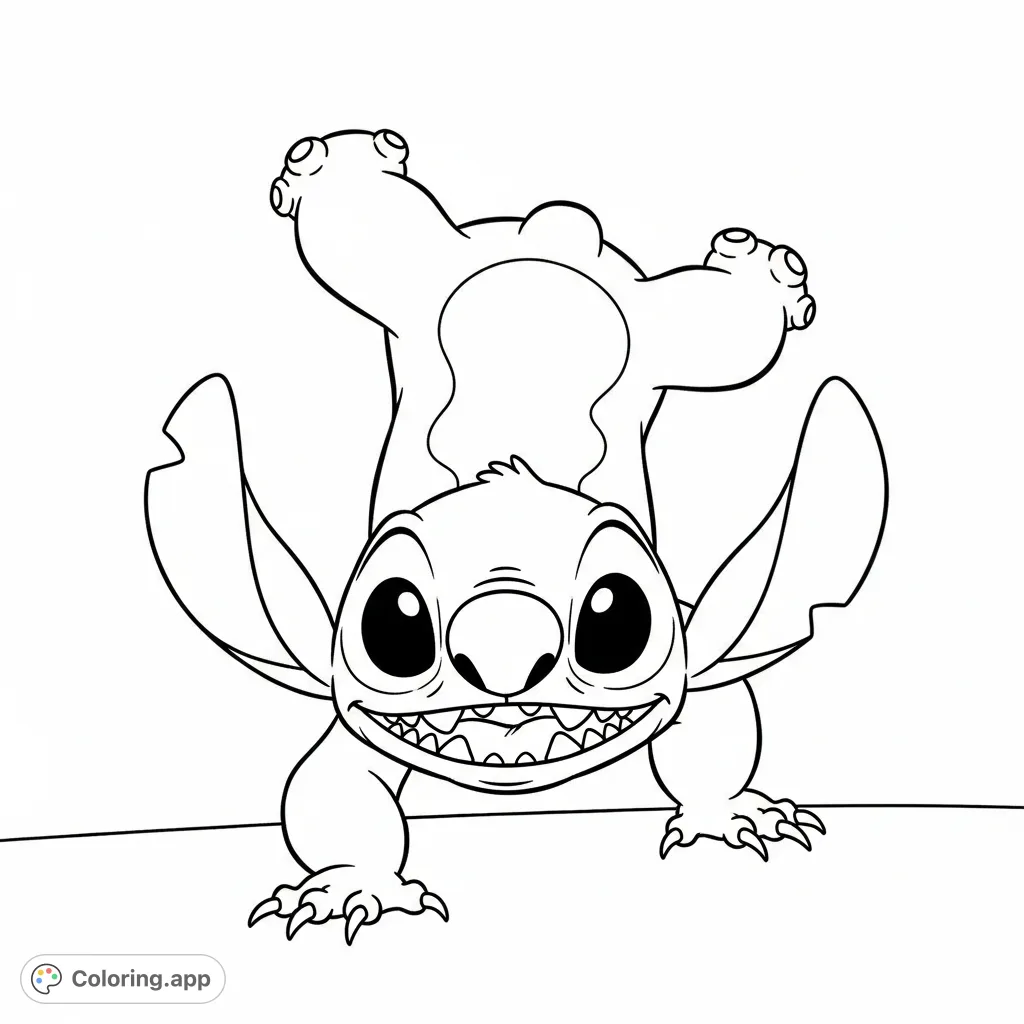 Stitch Handstand Fun - Coloring.app