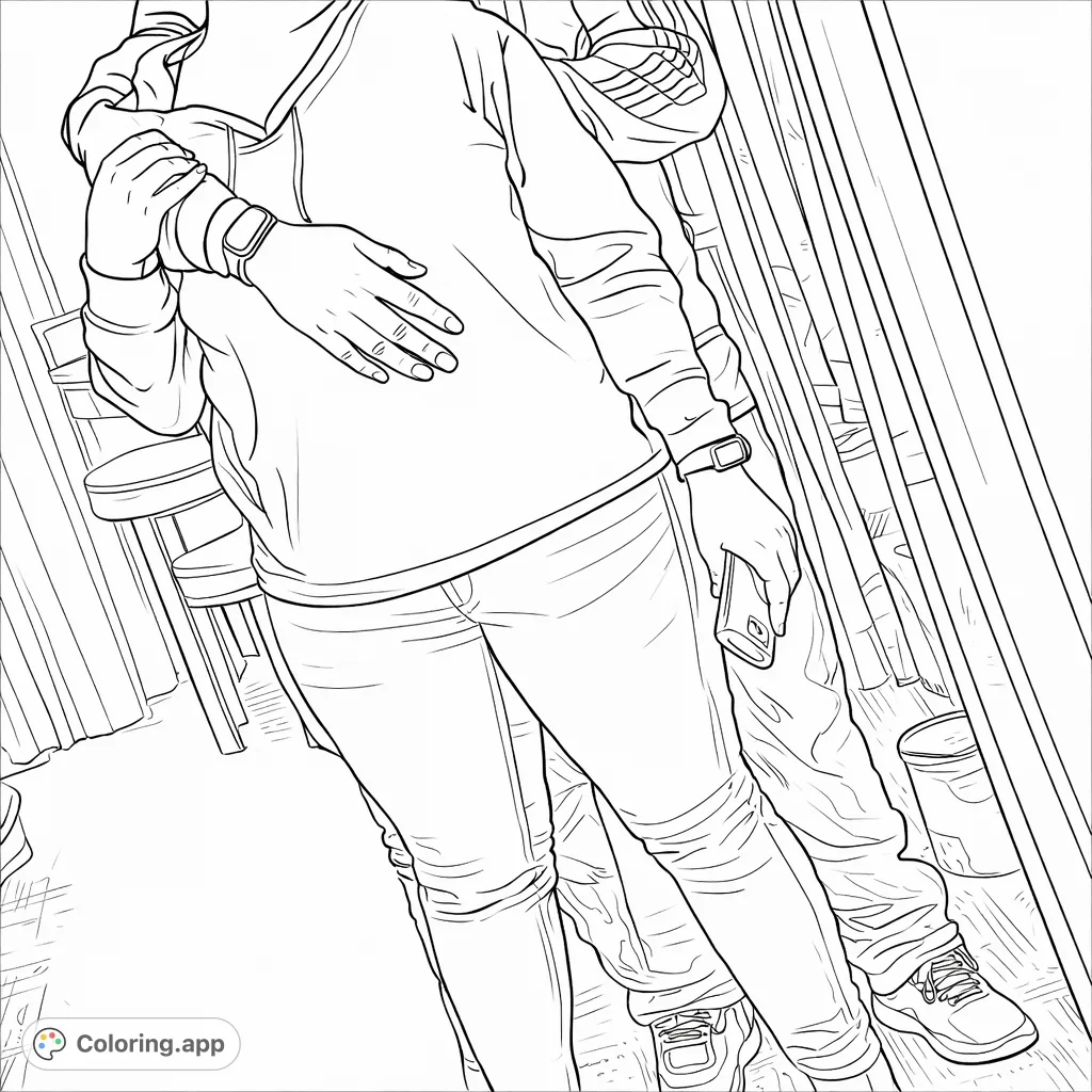 Casual Couple's Embrace - Coloring.app