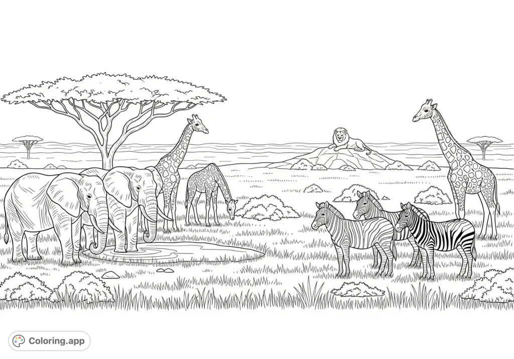 African Serengeti Wildlife - Coloring.app