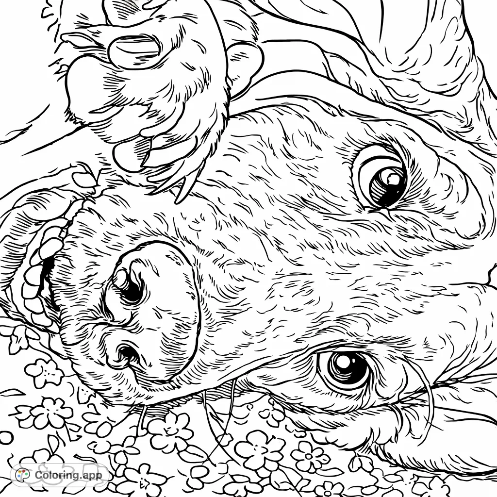 Playful Pup Upside Down - Coloring.app