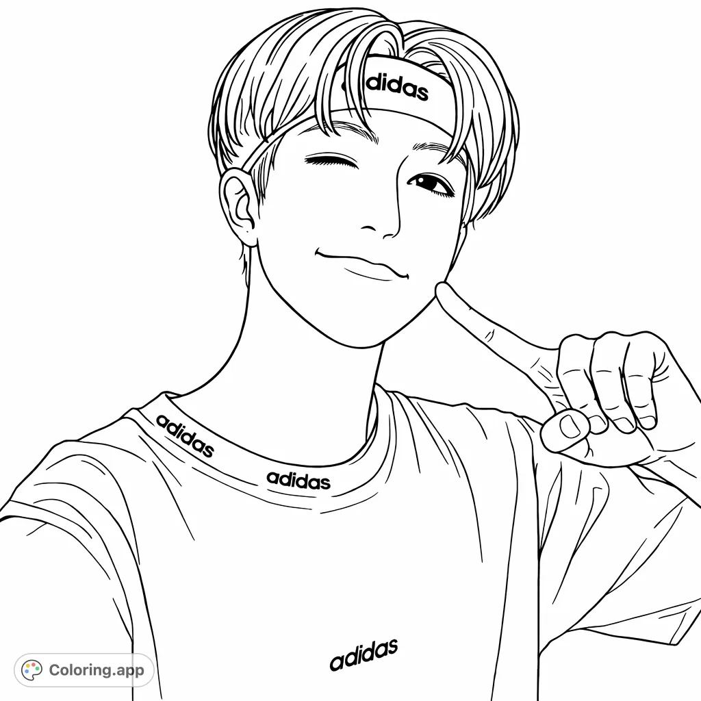 Winking Idol Portrait - Coloring.app