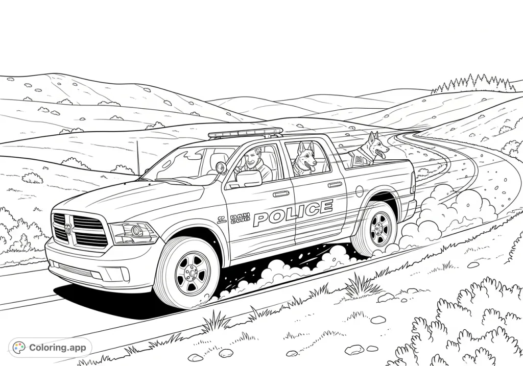 Dodge RAM K-9 Pursuit - Coloring.app