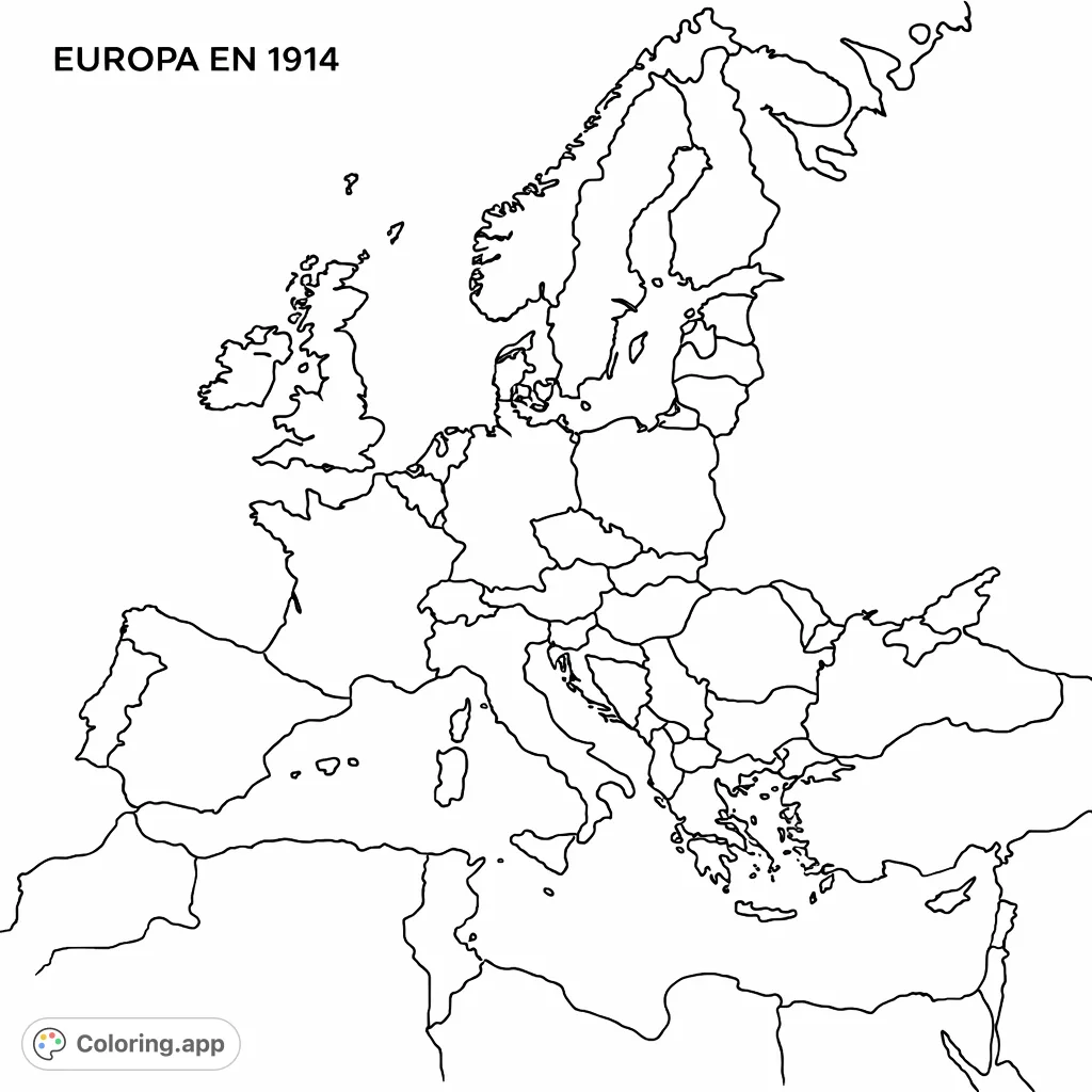 Europe Map 1914 Borders - Coloring.app
