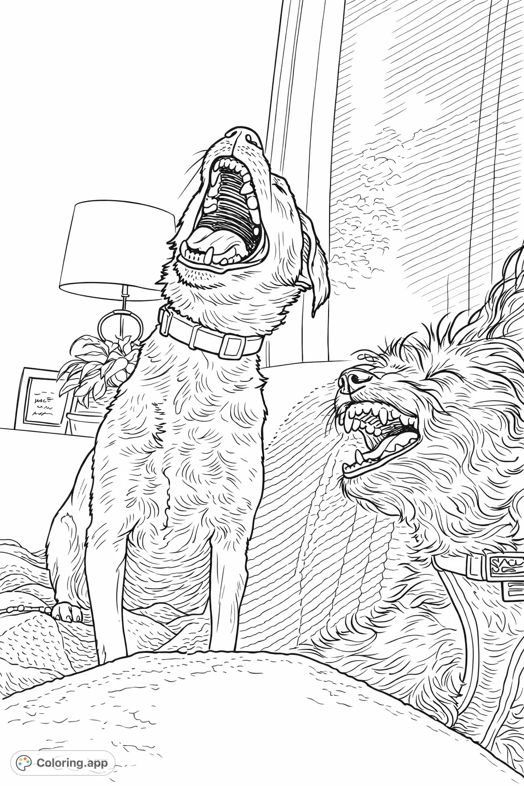 Animated Dogs on Couch - Coloring.app