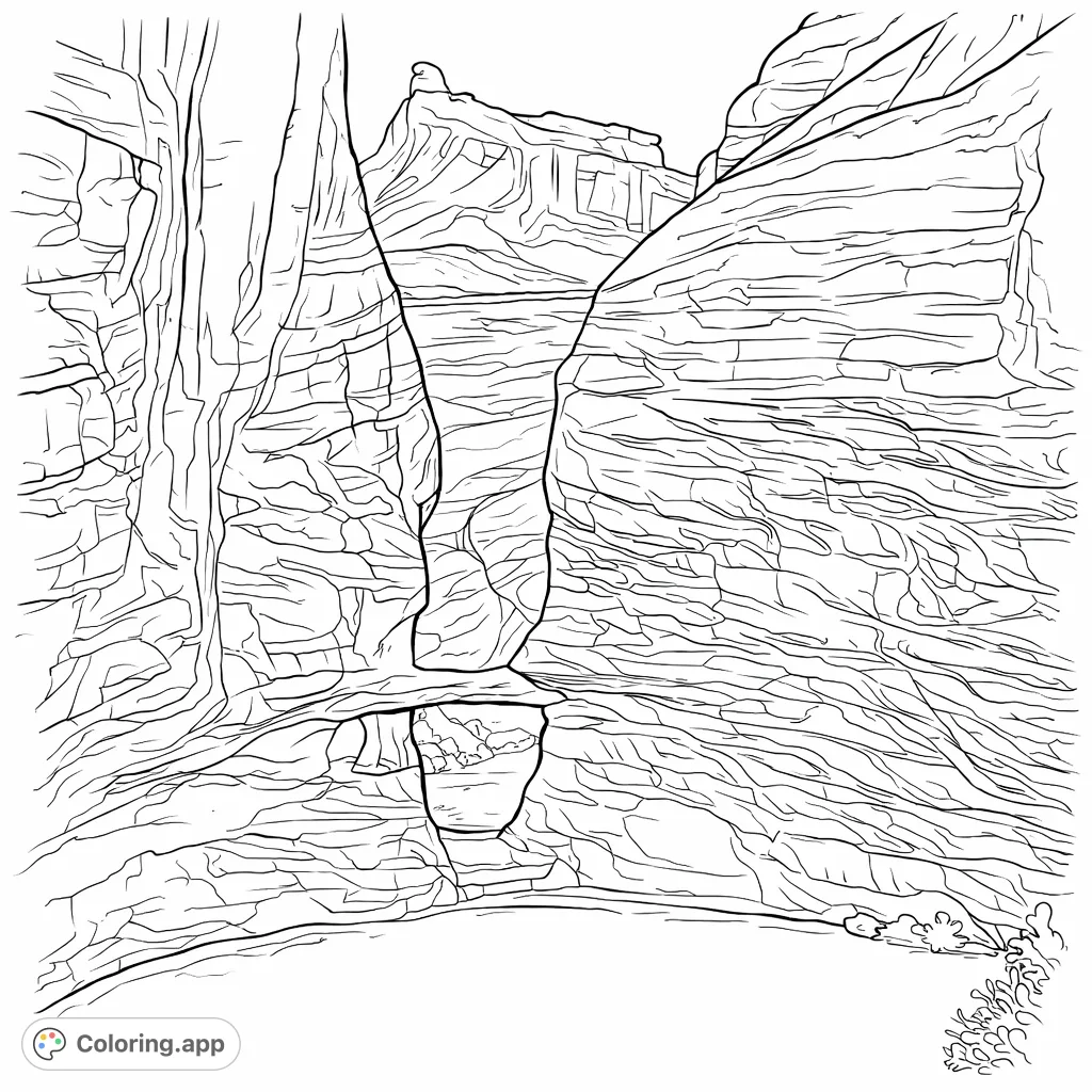 Desert Slot Canyon Archway - Coloring.app