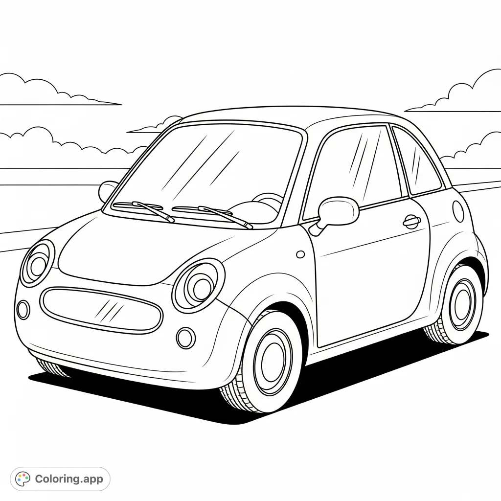 Friendly Compact Car - Coloring.app