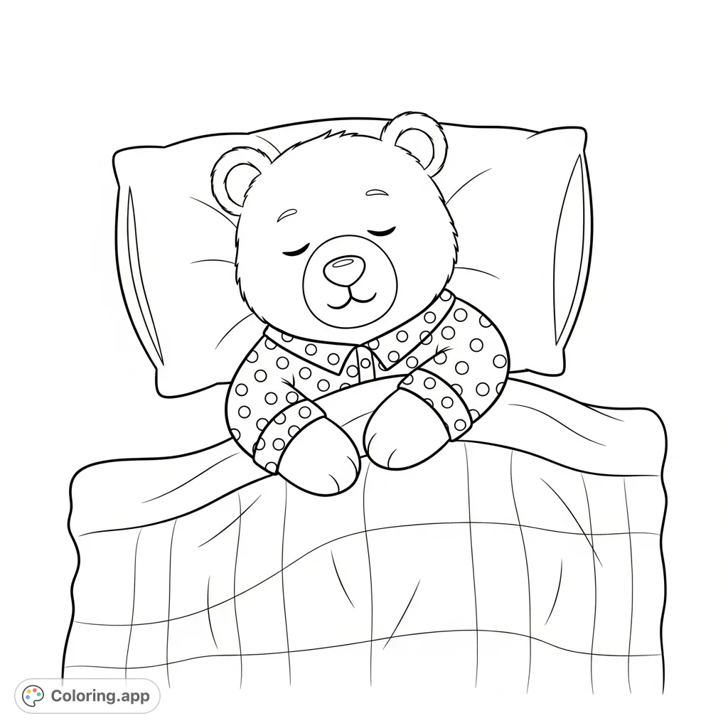 Sleepy Bear's Cozy Bedtime - Coloring.app