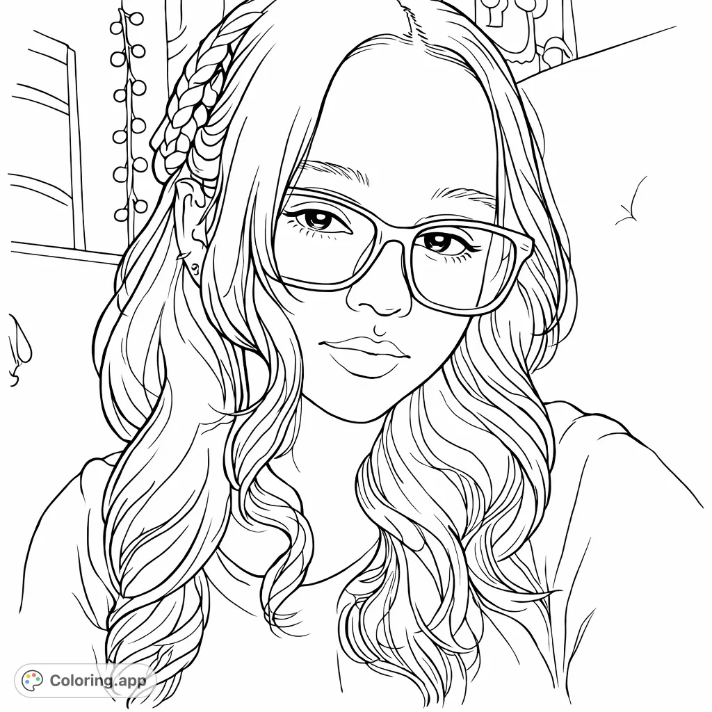 Stylish Portrait with Glasses - Coloring.app