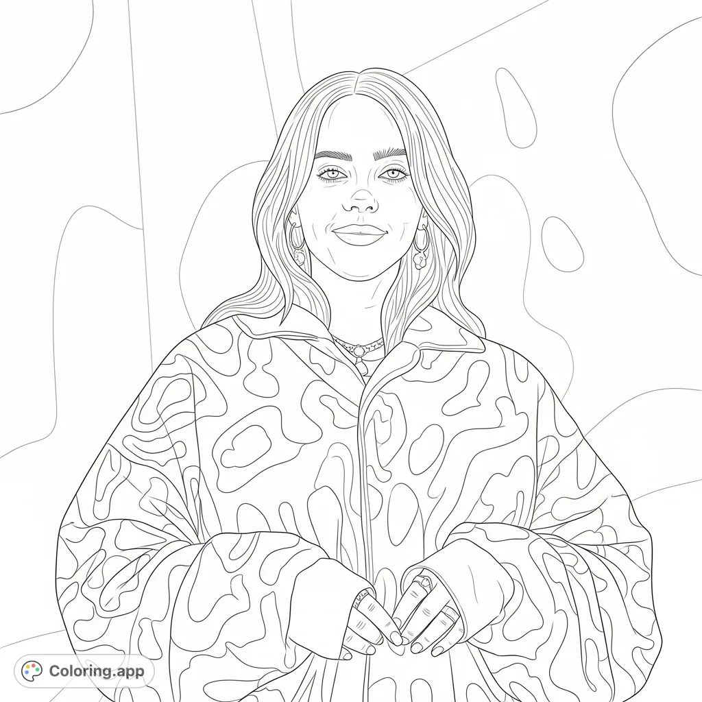 Billie Eilish Serene Portrait - Coloring.app