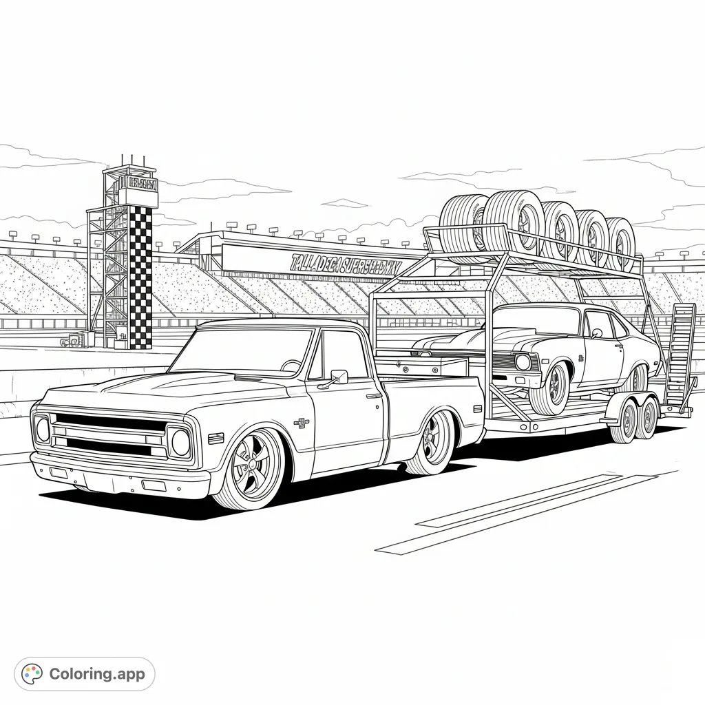 C10 and Nova Track Hauler - Coloring.app