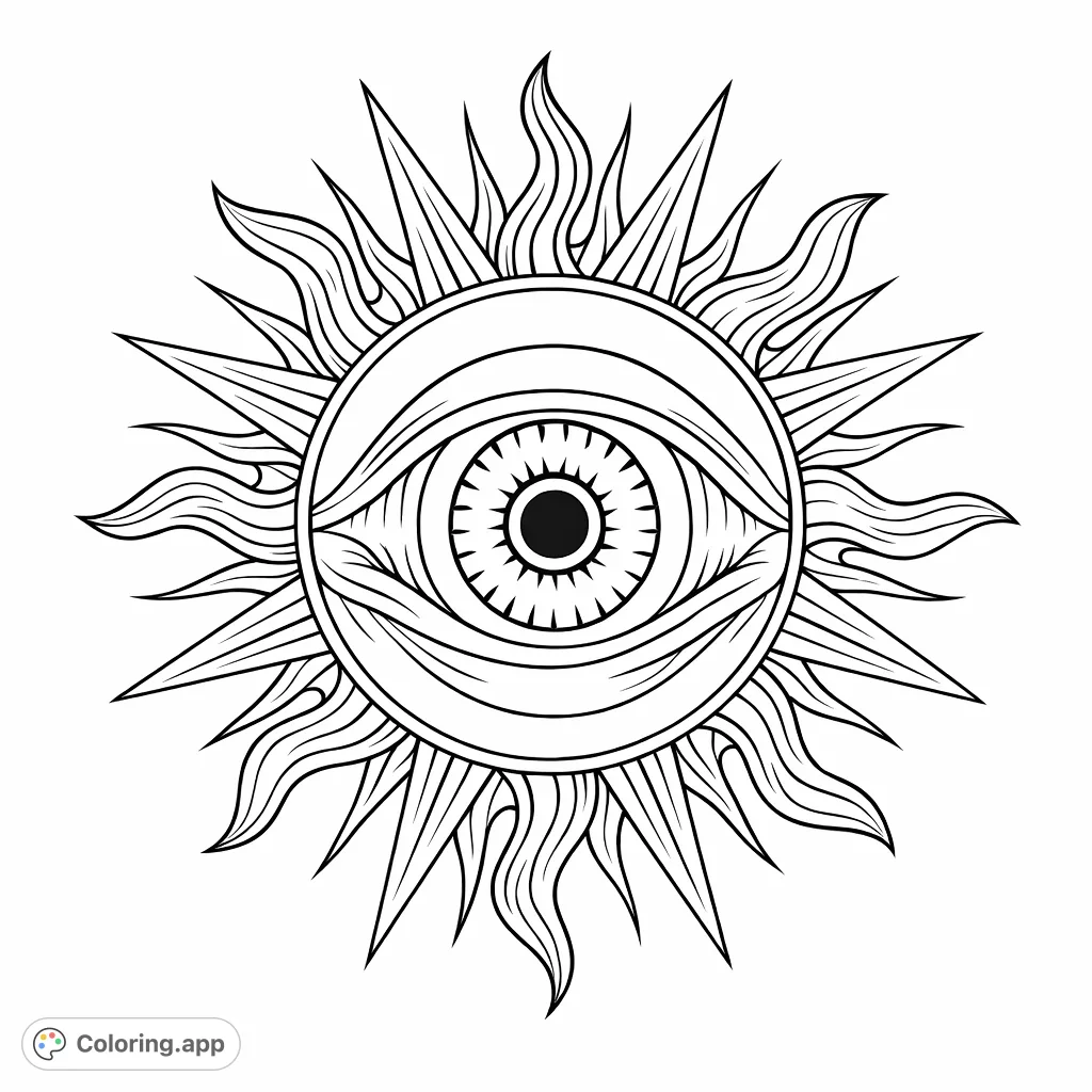 Mystical Sun Eye Emblem - Coloring.app