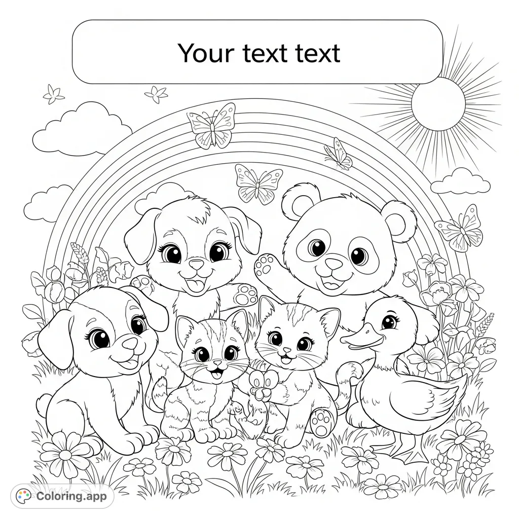 Cute Animals Meadow Playtime - Coloring.app